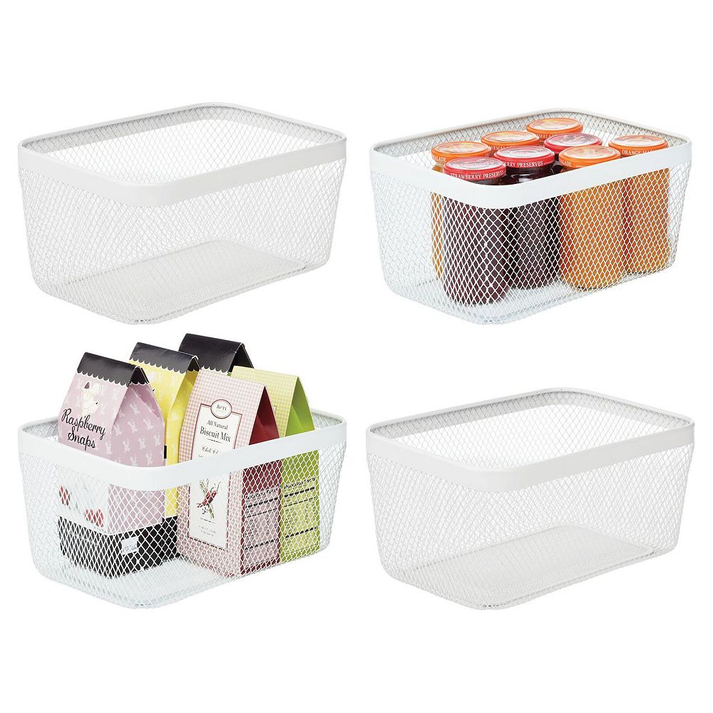 mDesign Steel Food Storage Organizer Bin Mesh Basket for Pantry - 4 ...