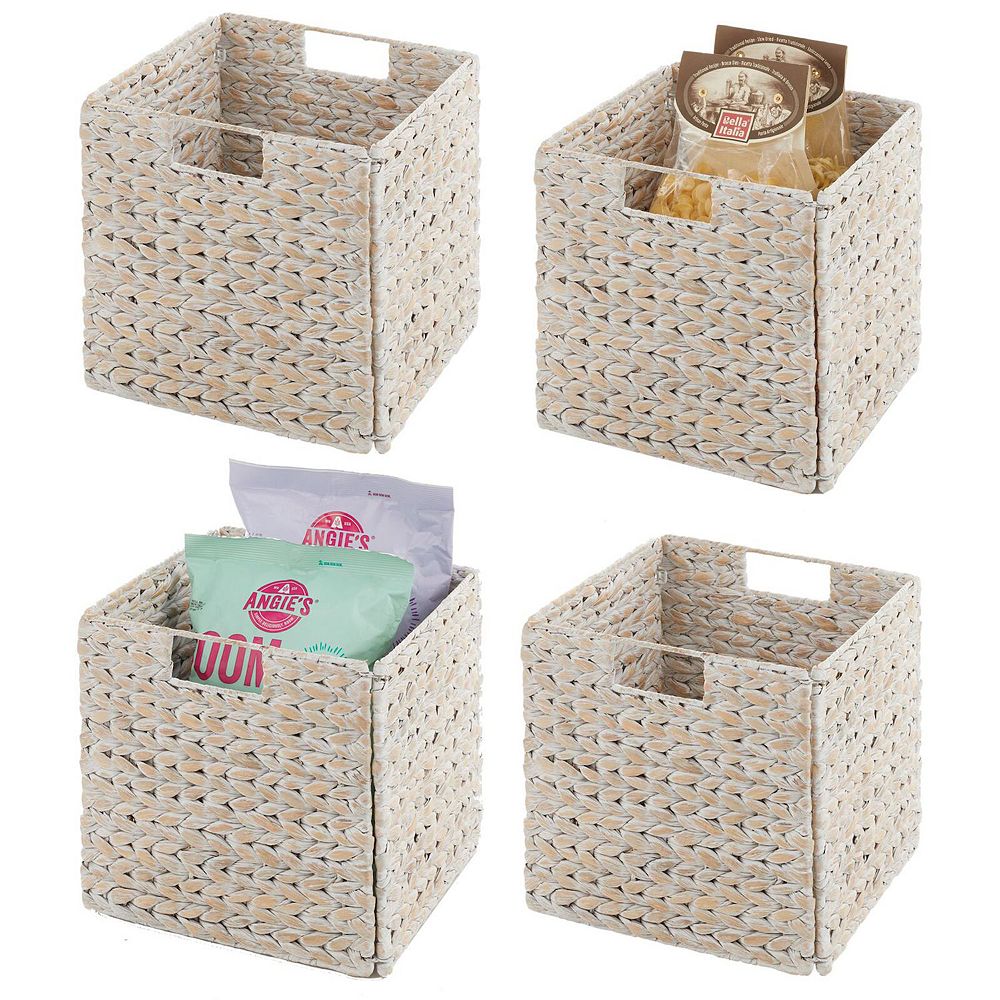 mDesign Woven Hyacinth Kitchen Storage Organizer Basket Bin, 4 Pack ...