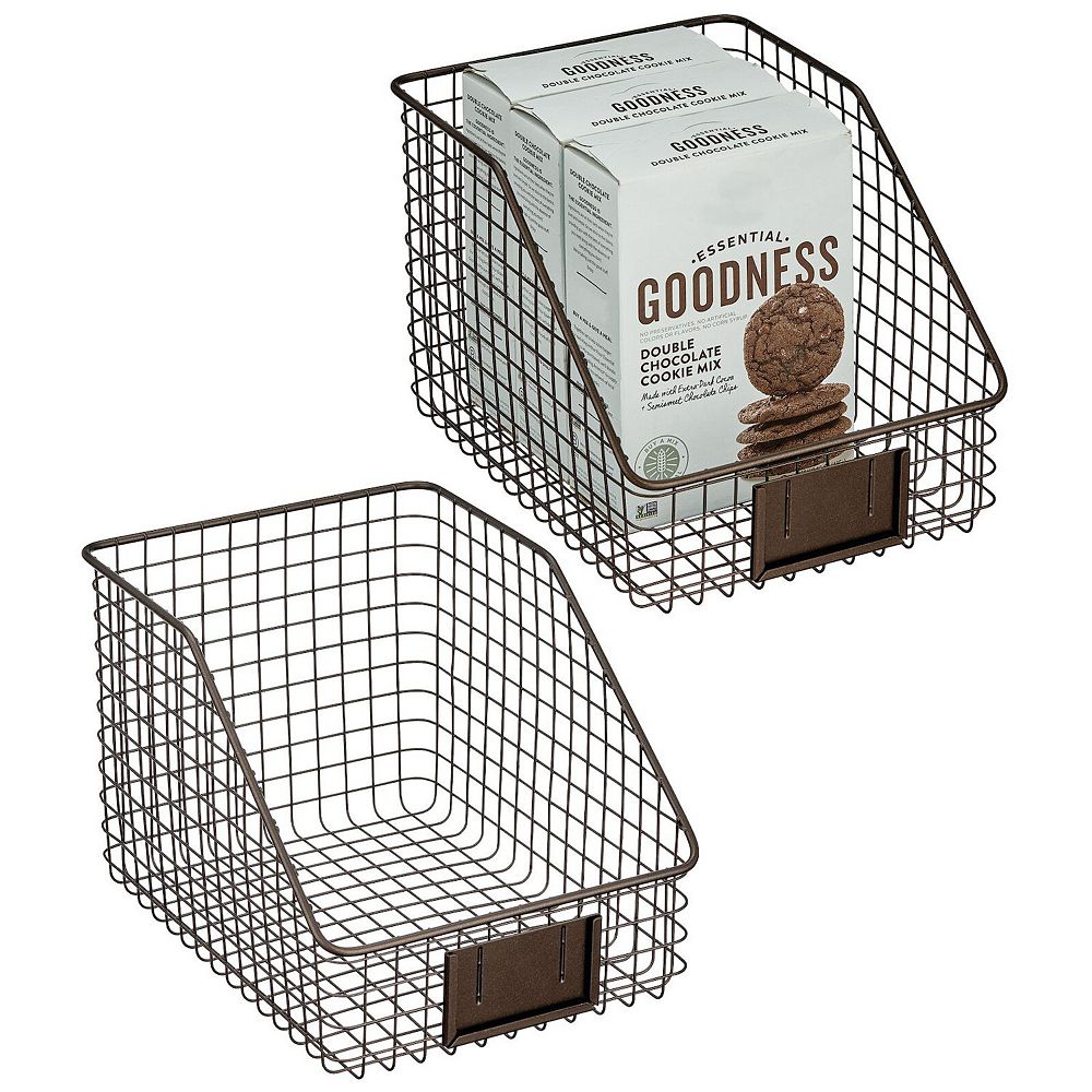 mDesign Small Slanted Kitchen Organizer Basket, Label Slot, 2 Pack ...