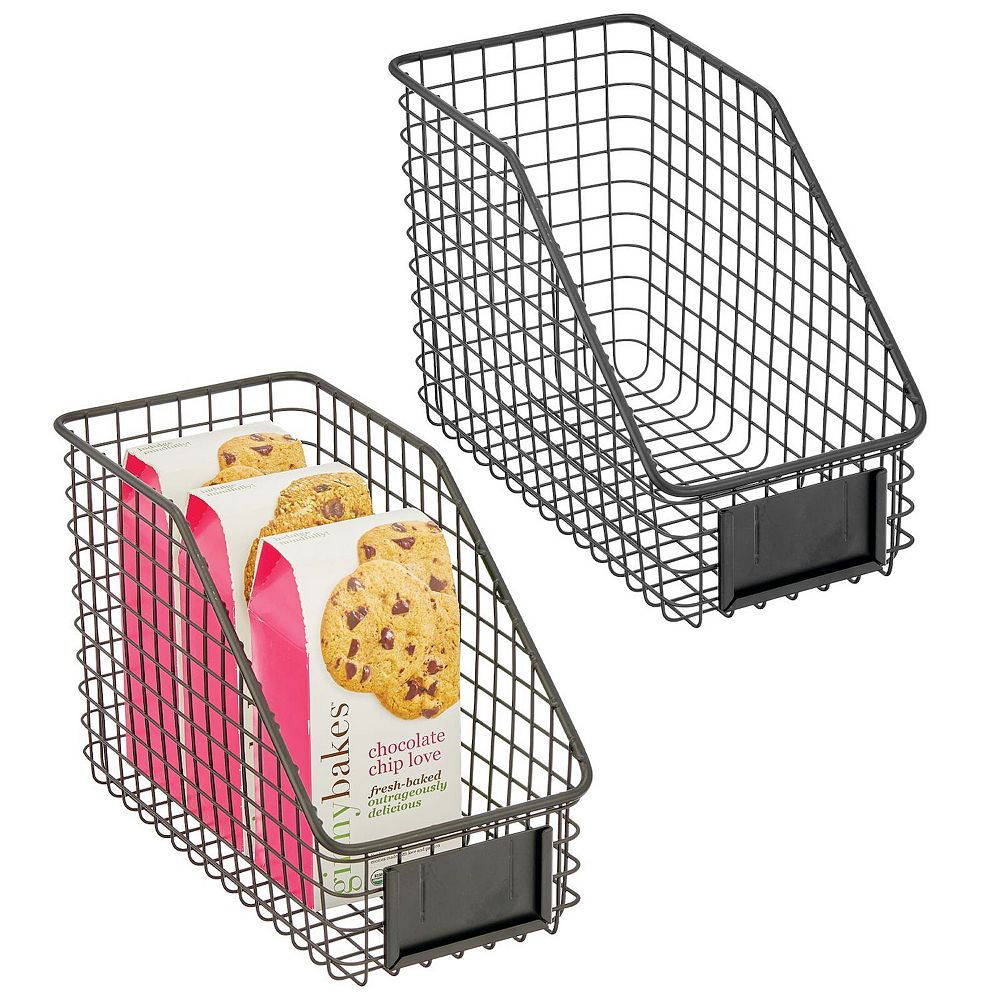 mDesign Slim Slanted Kitchen Organizer Basket, Label Slot, 2 Pack ...