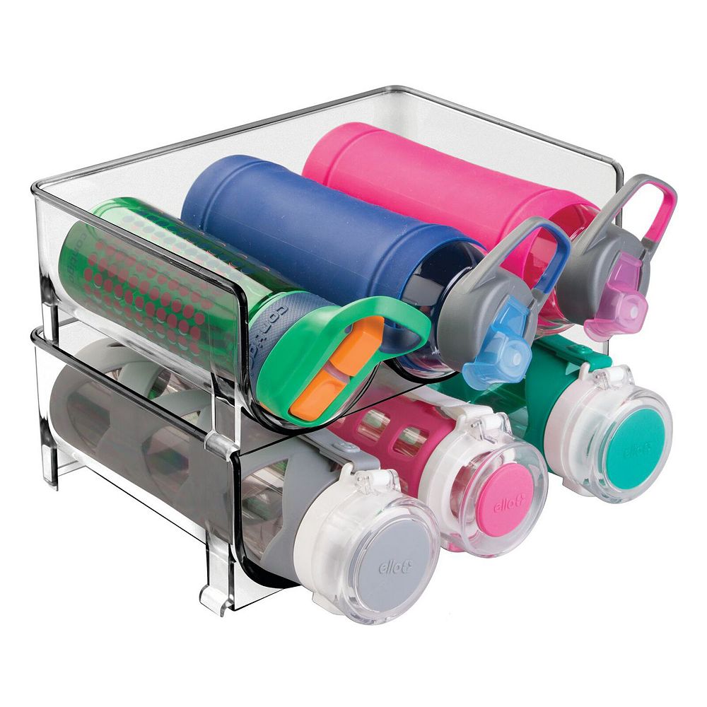 mDesign Plastic Free-Standing Stacking 3 Bottle Storage Rack, 4 Pack ...