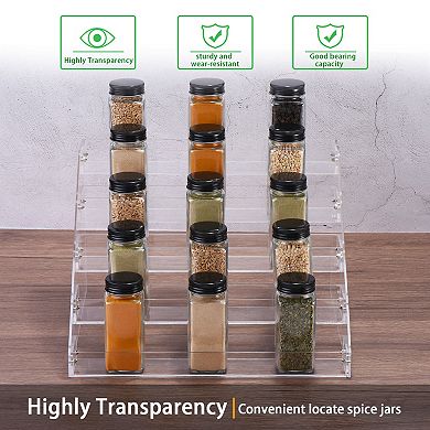 Acrylic Spice Rack, 5 Tier Spice Drawer Organizer Shelf Seasoning Jar Rack
