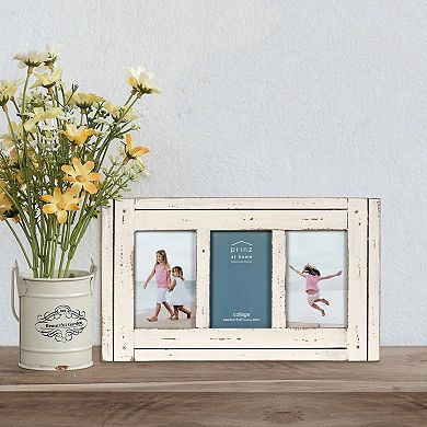3 Opening 4x6 Homestead Distressed White Photo Frame