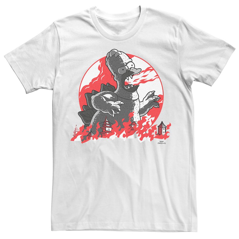Big & Tall The Simpsons Homerzilla Spitting Fire Halloween Graphic Tee