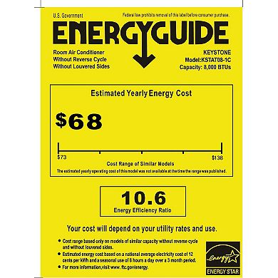 Keystone Energy Star 8,000 BTU 115V Through-the-Wall Air Conditioner ...