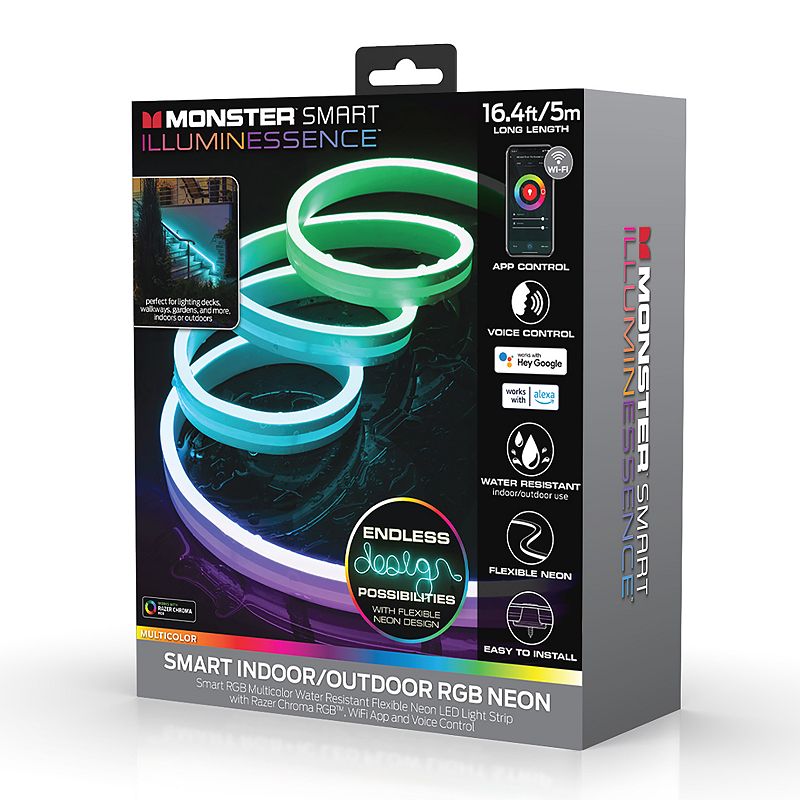 Monster LED 16.4ft Smart Outdoor Multi-Color Neon LED Light Strip Water ...