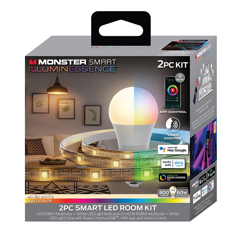 Monster 32.8-ft. Mobile App Controlled Smart Outdoor LED Light Strip ...