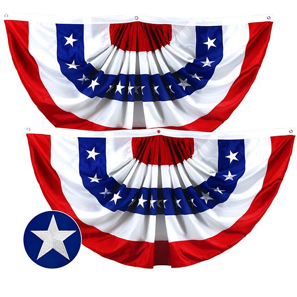 G128 2 PACK: Fan Flag American Embroidered 3x6 Ft