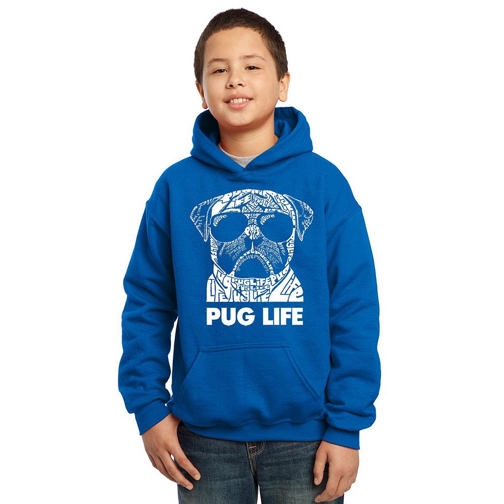 Pug Life - Boy's Word Art Hooded Sweatshirt