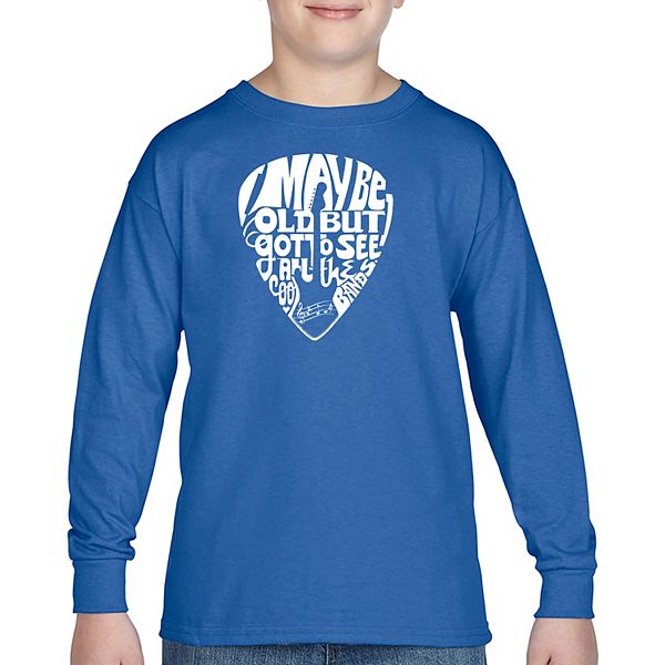 Boy's Word Art Long Sleeve - Guitar Pick