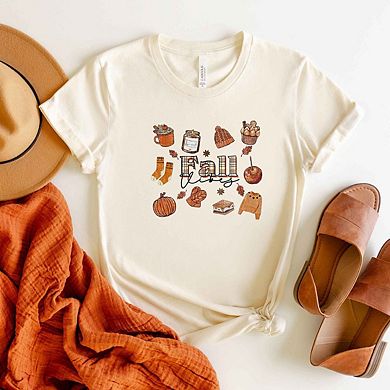 Plaid Fall Vibes Collage Short Sleeve Graphic Tee