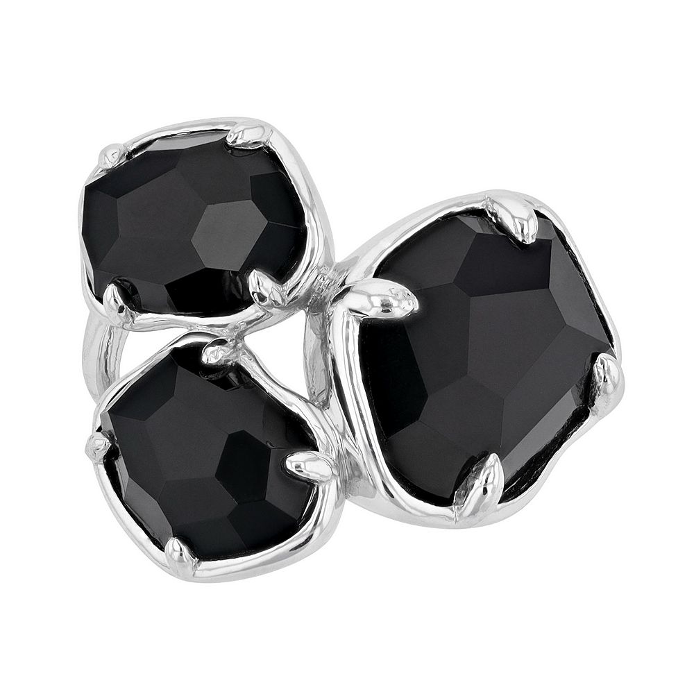SIRI USA by TJM Sterling Silver Black Onyx 3-Stone Ring