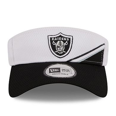 Men's New Era White/Black Las Vegas Raiders 2023 Sideline Adjustable Visor