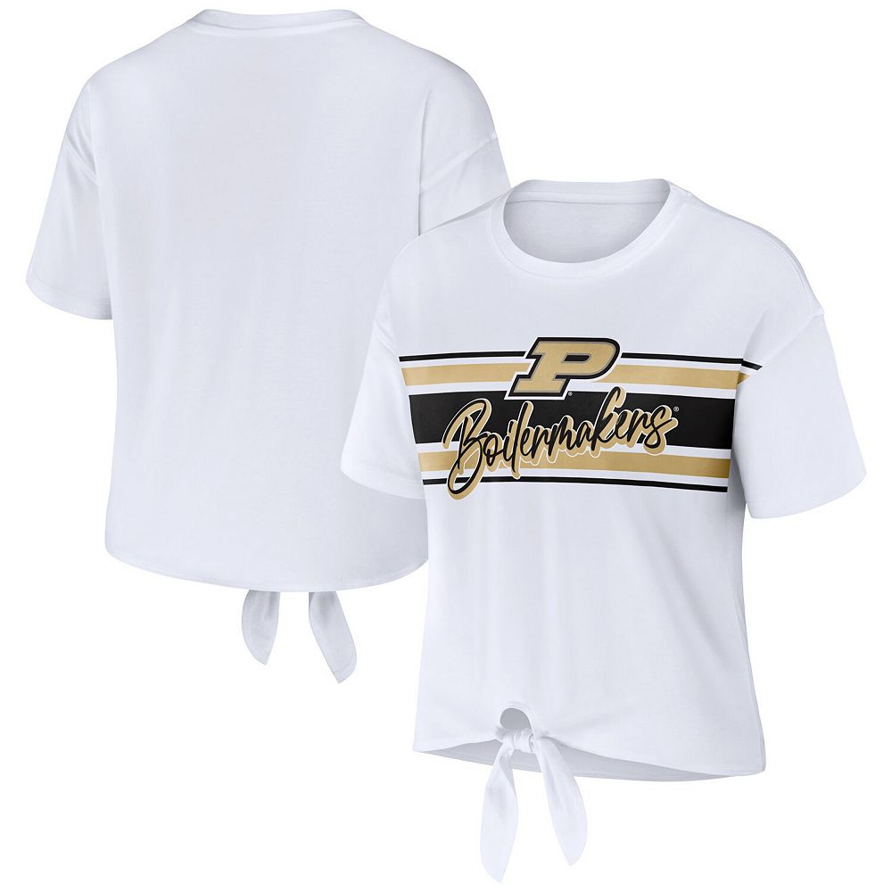 Women's WEAR by Erin Andrews White Purdue Boilermakers Striped Front ...