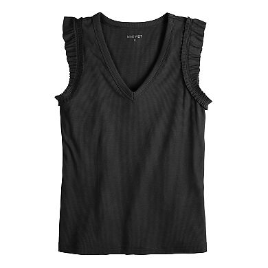 Women's Nine West Rib Ruffle Tank