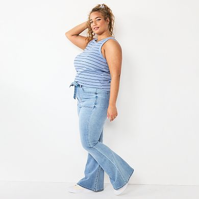 Juniors' Plus Size SO® High Neck Ribbed Tank Top