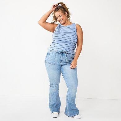 Juniors' Plus Size SO® High Neck Ribbed Tank Top