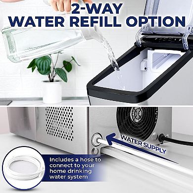 Zulay Kitchen 3X Size Soft Ice Maker with Water Line Hook Up - Sonic Nugget Ice Maker