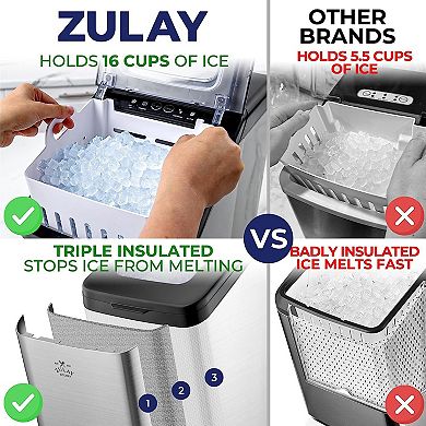 Zulay Kitchen 3X Size Soft Ice Maker with Water Line Hook Up - Sonic Nugget Ice Maker