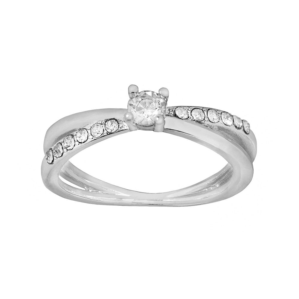 LC Lauren Conrad Silver Tone Pave X Nickel Free Ring - Size 7