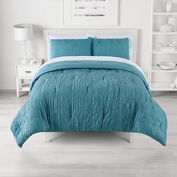 The Big One® Crinkle Comforter Set with Sheets - Teal Crinkle (TWIN ...