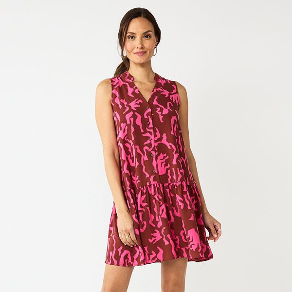 Women's Nine West Button Front Ruffle Hem Dress
