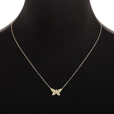 PRIMROSE 18k Gold Plated Cubic Zirconia Stud Earrings & Butterfly Necklace Set