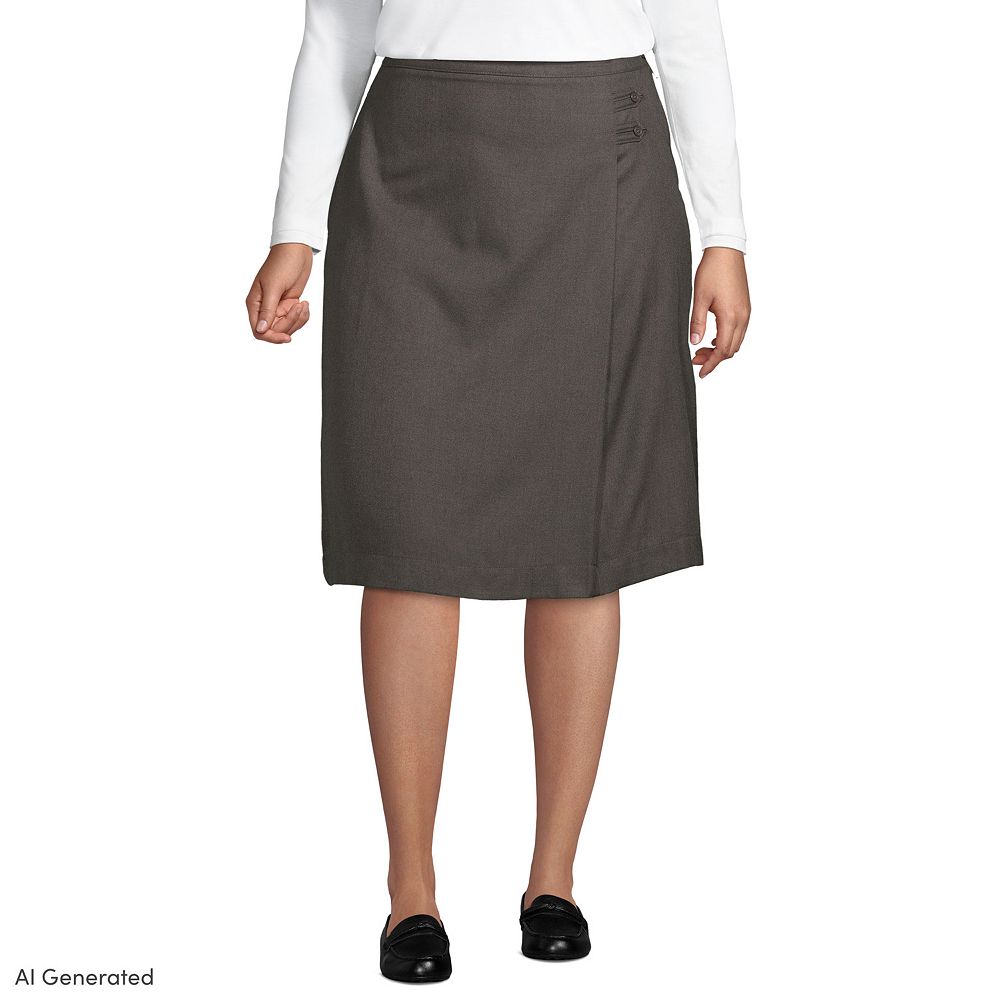 Plus Size Lands' End School Uniform Solid A-line Skirt