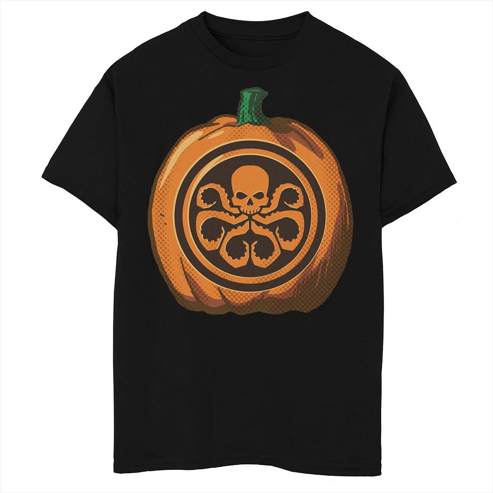 Boys Marvel Hydra Symbol Halloween Pumpkin Husky Graphic Tee