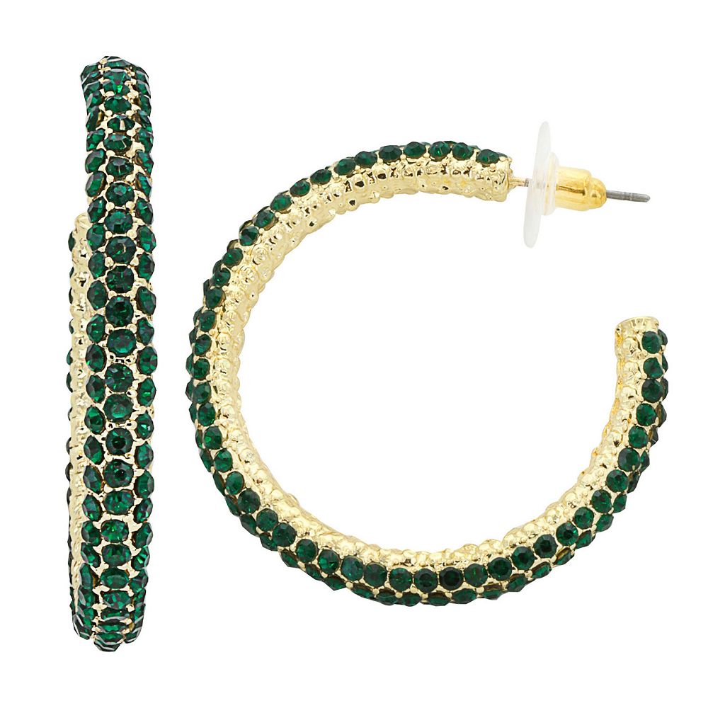 Pannee by Panacea Gold Tone Crystal Hoop Earrings