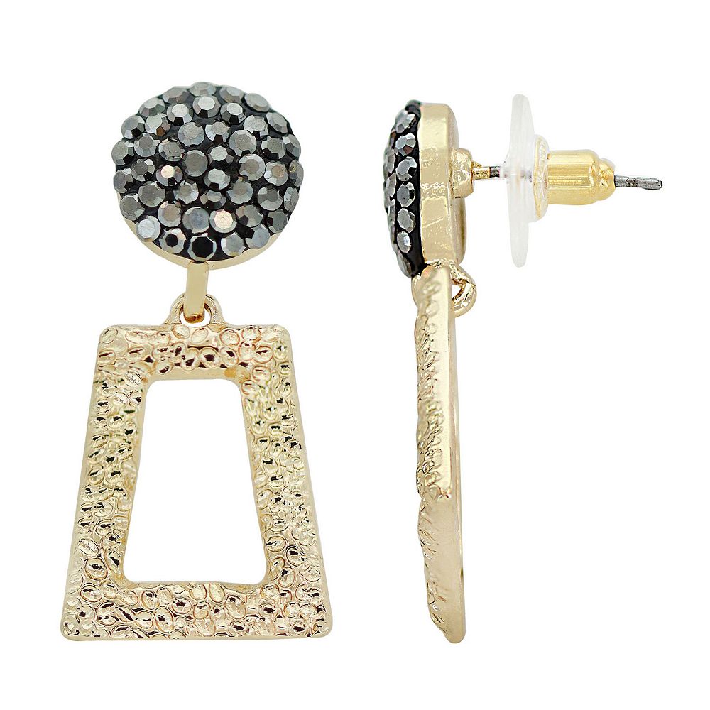 PANNEE BY PANACEA Hematite Luxe Crystal Door Knocker Earrings