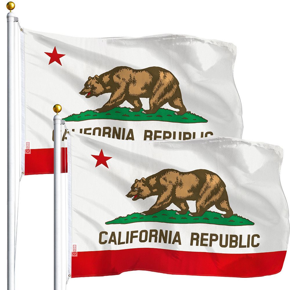 G128 2 Pack California 100D 3x5 Ft Printed Polyester Flags