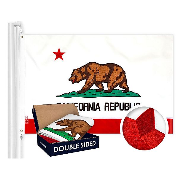 G128 California 2x3 Ft Embroidered Double Sided Flag