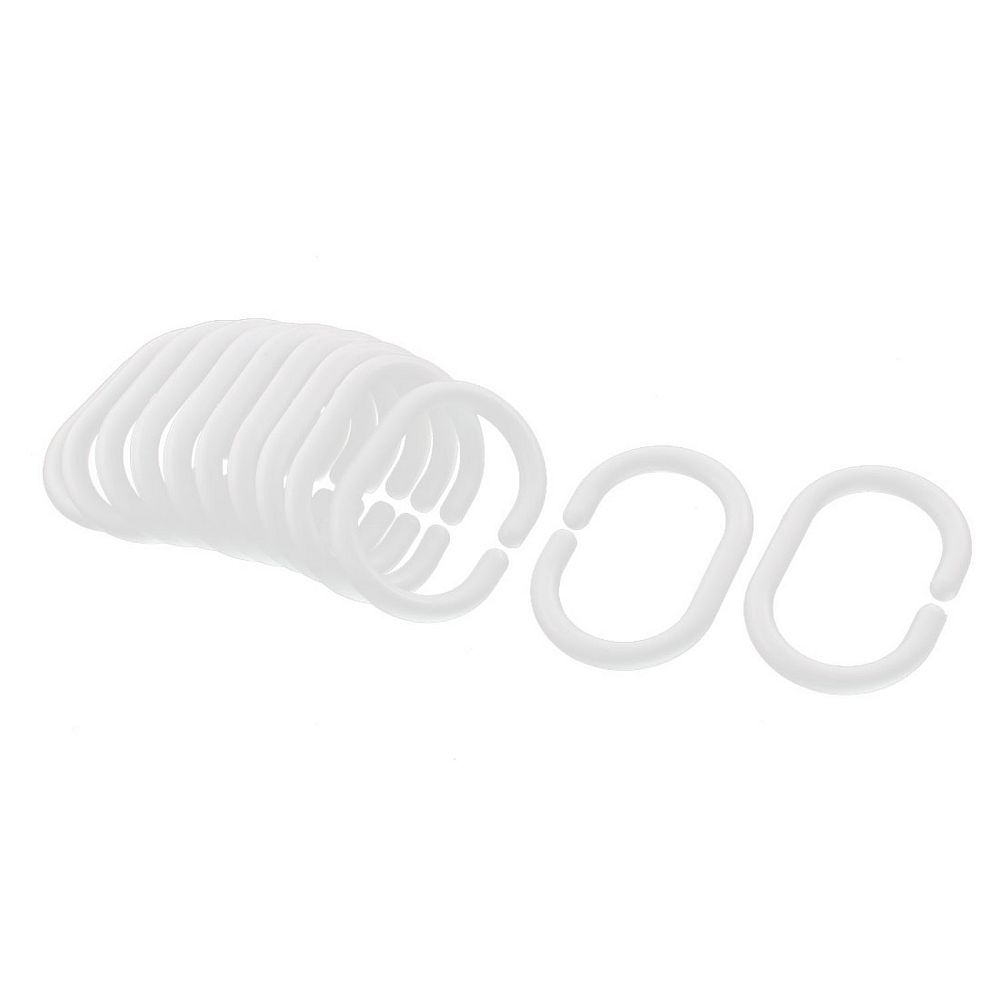 Bathroom Hardware Plastic C Rings Shape Shower Curtain Hooks 12Pcs