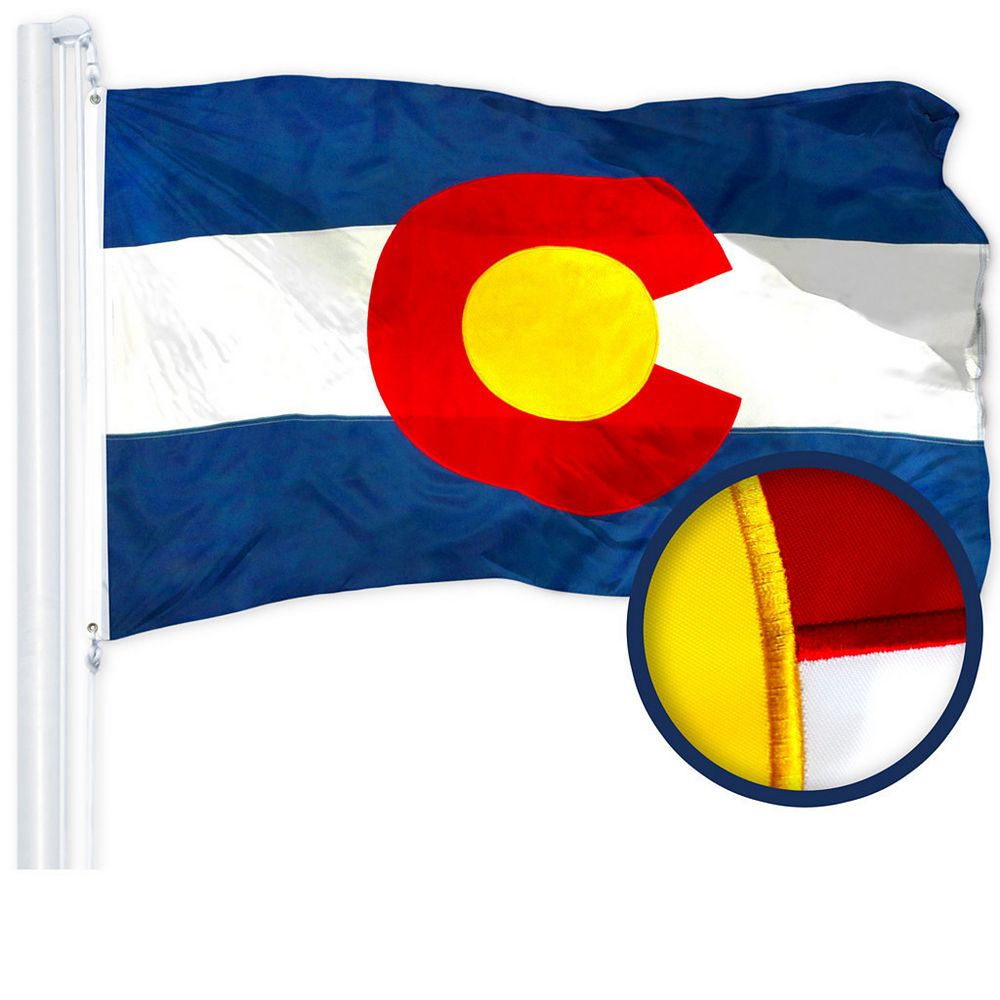 G128 Colorado 2x3 Ft Embroidered Polyester Flag, Brass Grommets