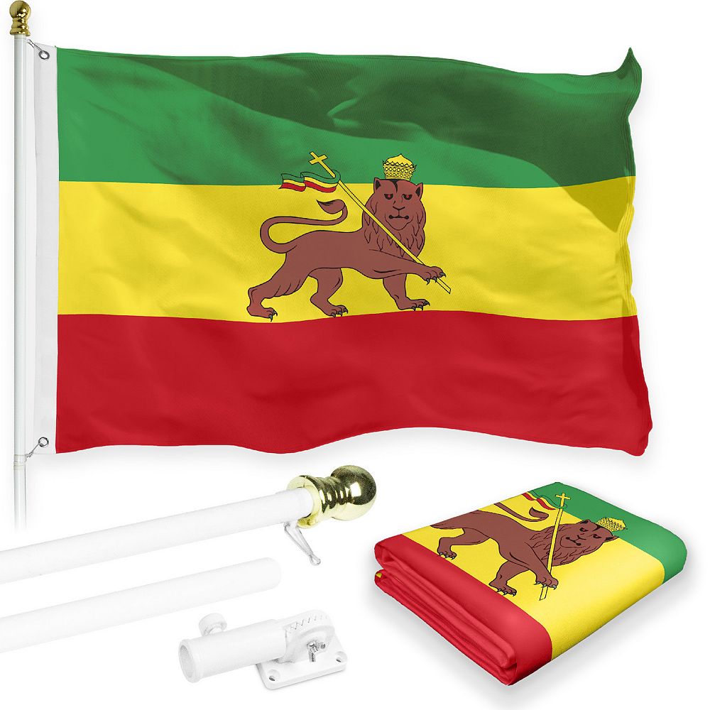 G128 Combo Set: Flag Pole 1PK AND Ethiopia Lion 150D 1PK
