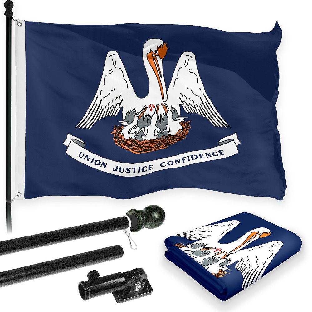 G128 Combo Set: Flag Pole Black + Bracket 1PK AND Louisiana 150D 1PK