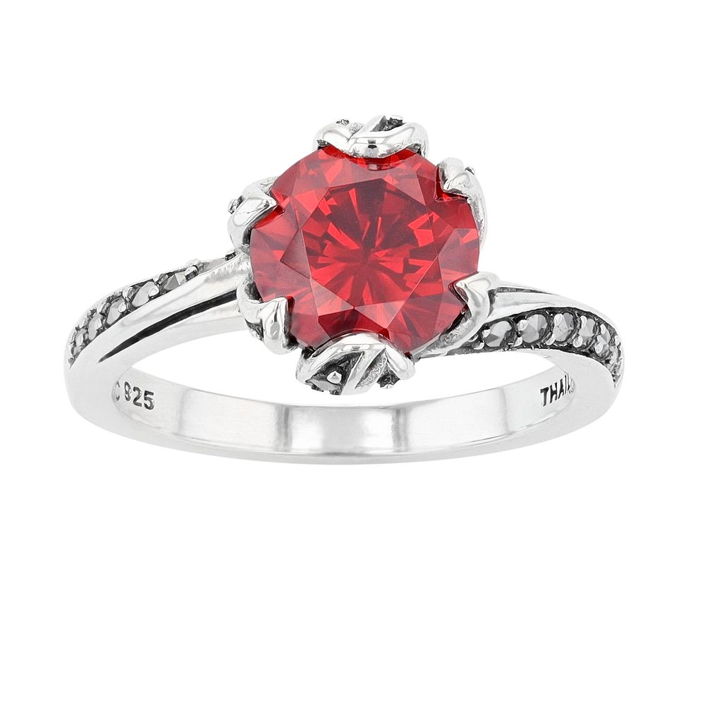 Lavish by TJM Sterling Silver Garnet Cubic Zirconia & Marcasite Ring
