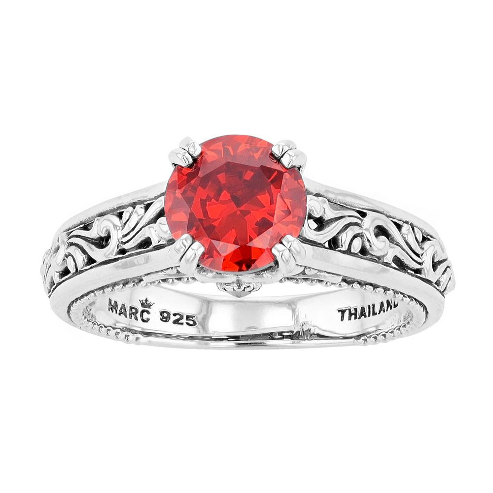 Lavish by TJM Sterling Silver Garnet Cubic Zirconia & Marcasite Ring