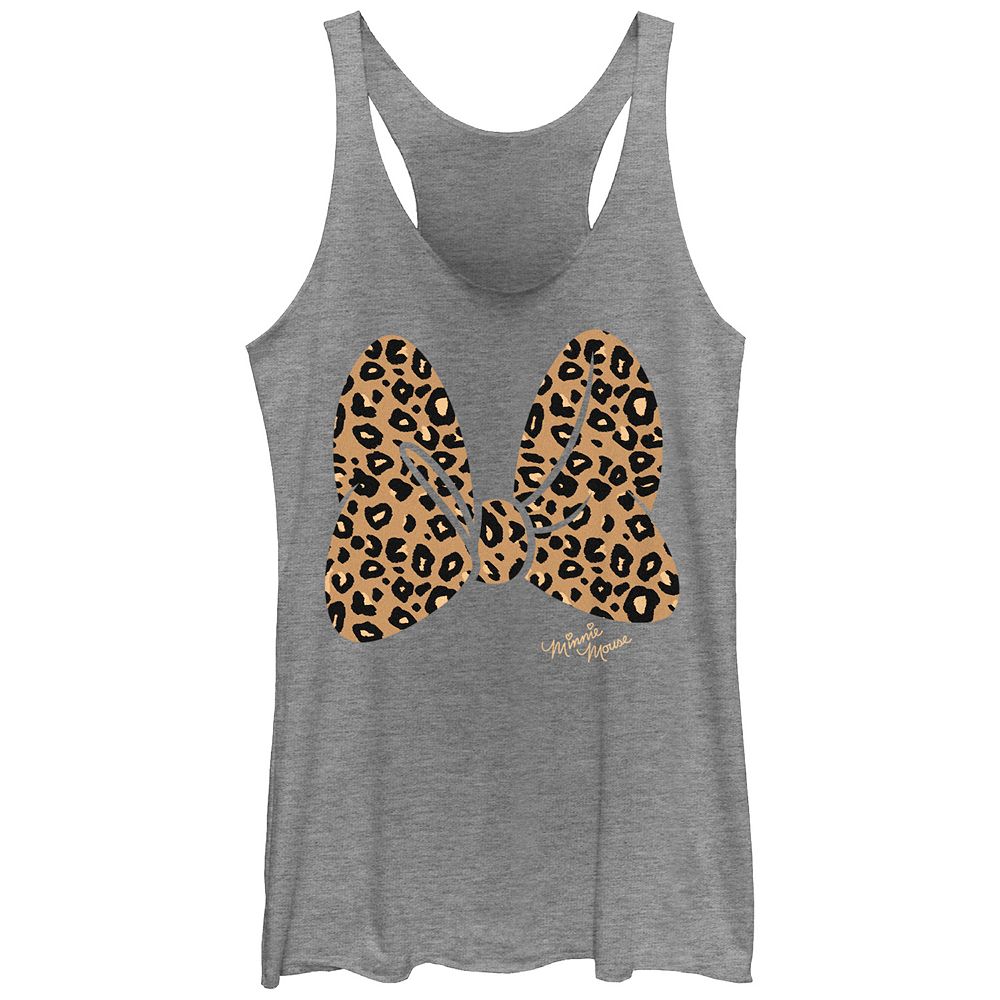 Disney's Minnie Mouse Leopard Print Bow Juniors' Tri-Blend Tank Top