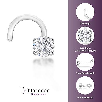 Lila Moon 14k Gold Lab Grown Diamond Accent Curved Nose Ring
