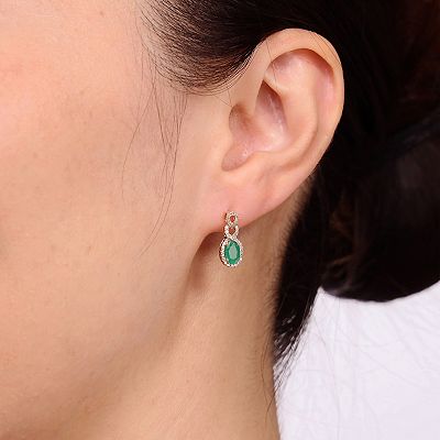 Gemminded 10K Gold 1 4 Carat T.W. Diamond Emerald Earrings Women s