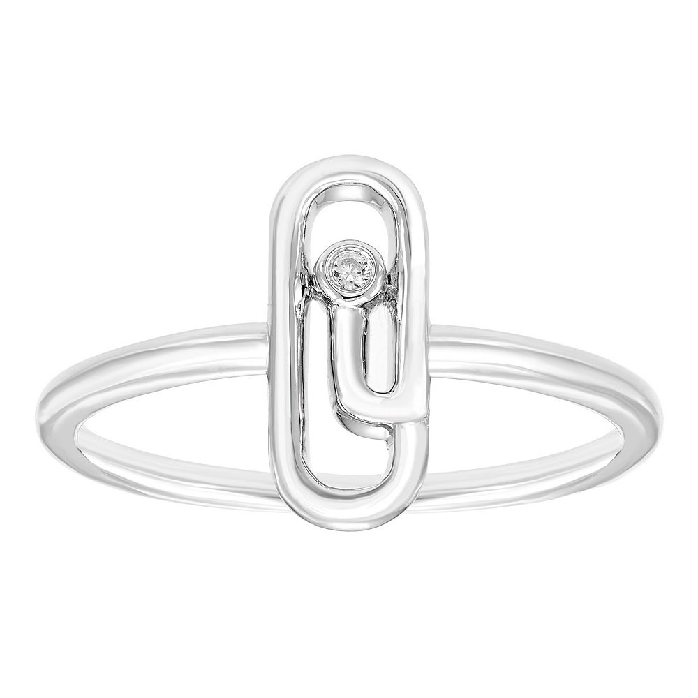 Boston Bay Diamonds Sterling Silver Diamond Accent Paperclip Ring