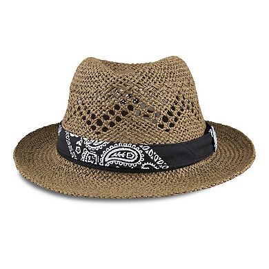Mens Levi's® 2-In-1 Packable Natural Straw Fedora Hat with ...