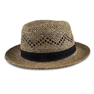 Mens Levi's® 2-In-1 Packable Natural Straw Fedora Hat with ...