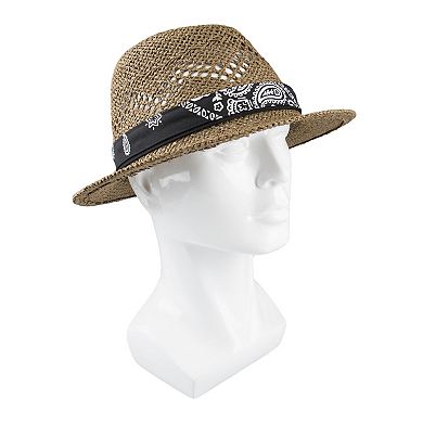 Mens Levi's® 2-In-1 Packable Natural Straw Fedora Hat with ...