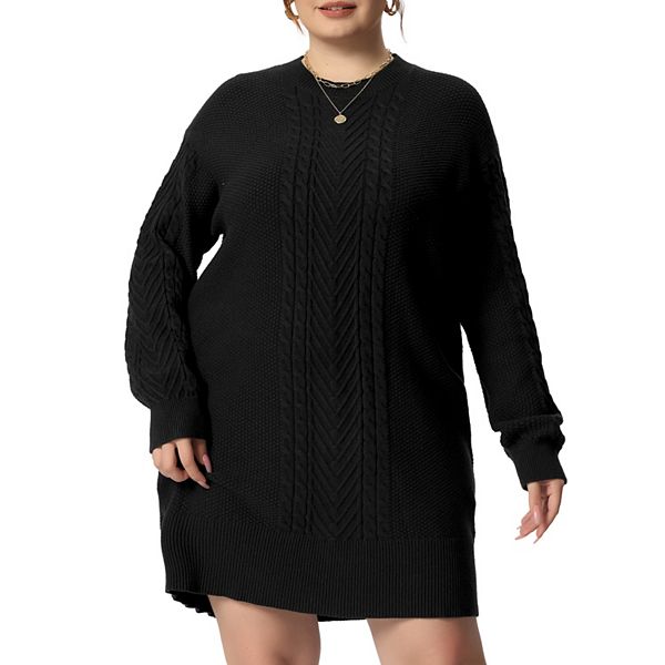 Plus Size Sweater Dress for Women Long Sleeve Knit Pullover Short ...