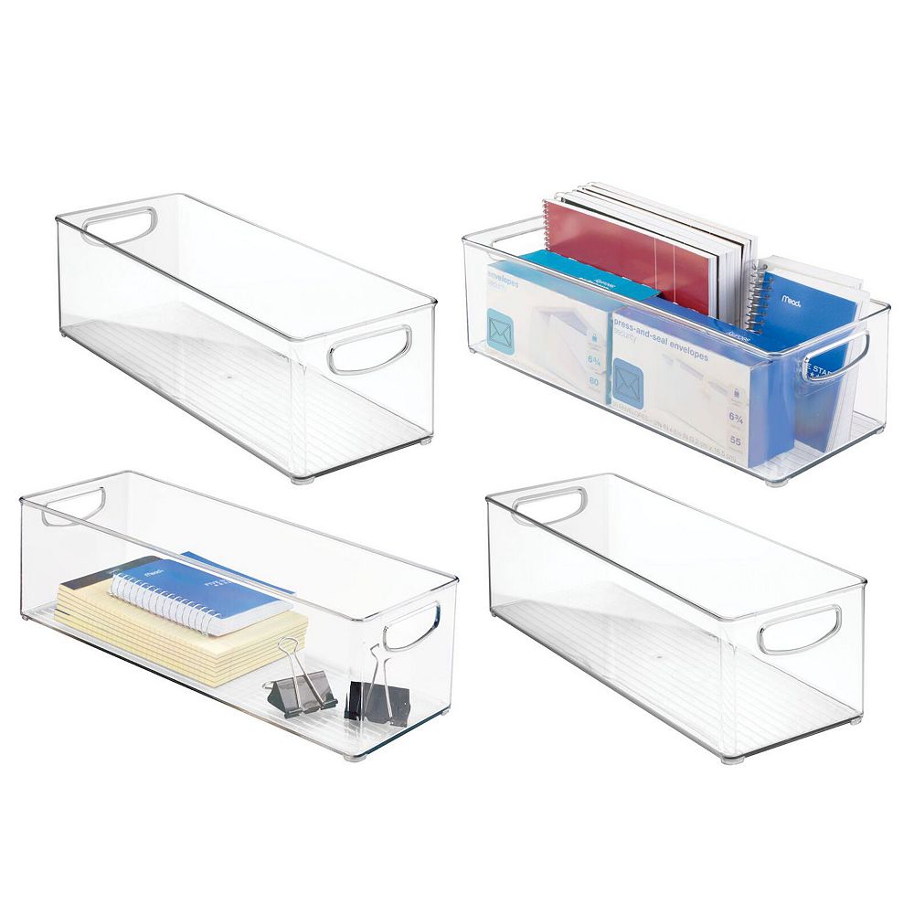 mDesign Plastic Office Supply Organizer, Storage Holder Bin, 4 Pack - Clear