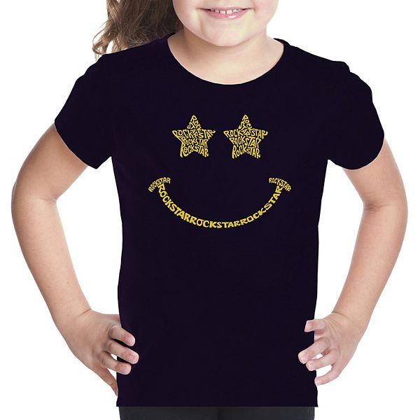 Rockstar Smiley - Girl's Word Art T-shirt