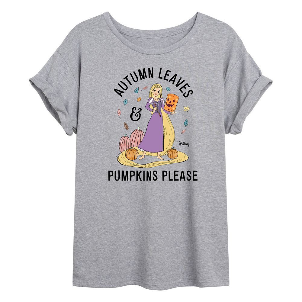 Juniors' Disney Princess Autumn Leaves Pumpkins Graphic Tee